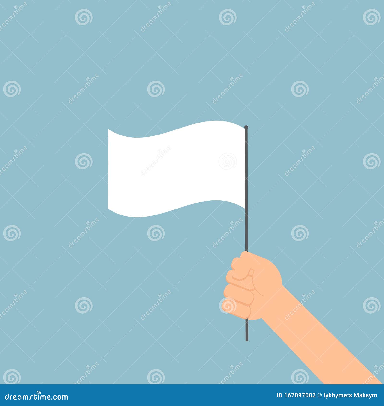 Vector Blank White Flying Flag on a Clear Sky for Designers. EPS 10 ...