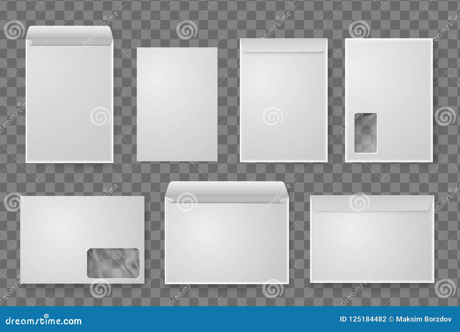 Vector Blank White Paper C4 Envelope Set. Stock Vector - Illustration ...