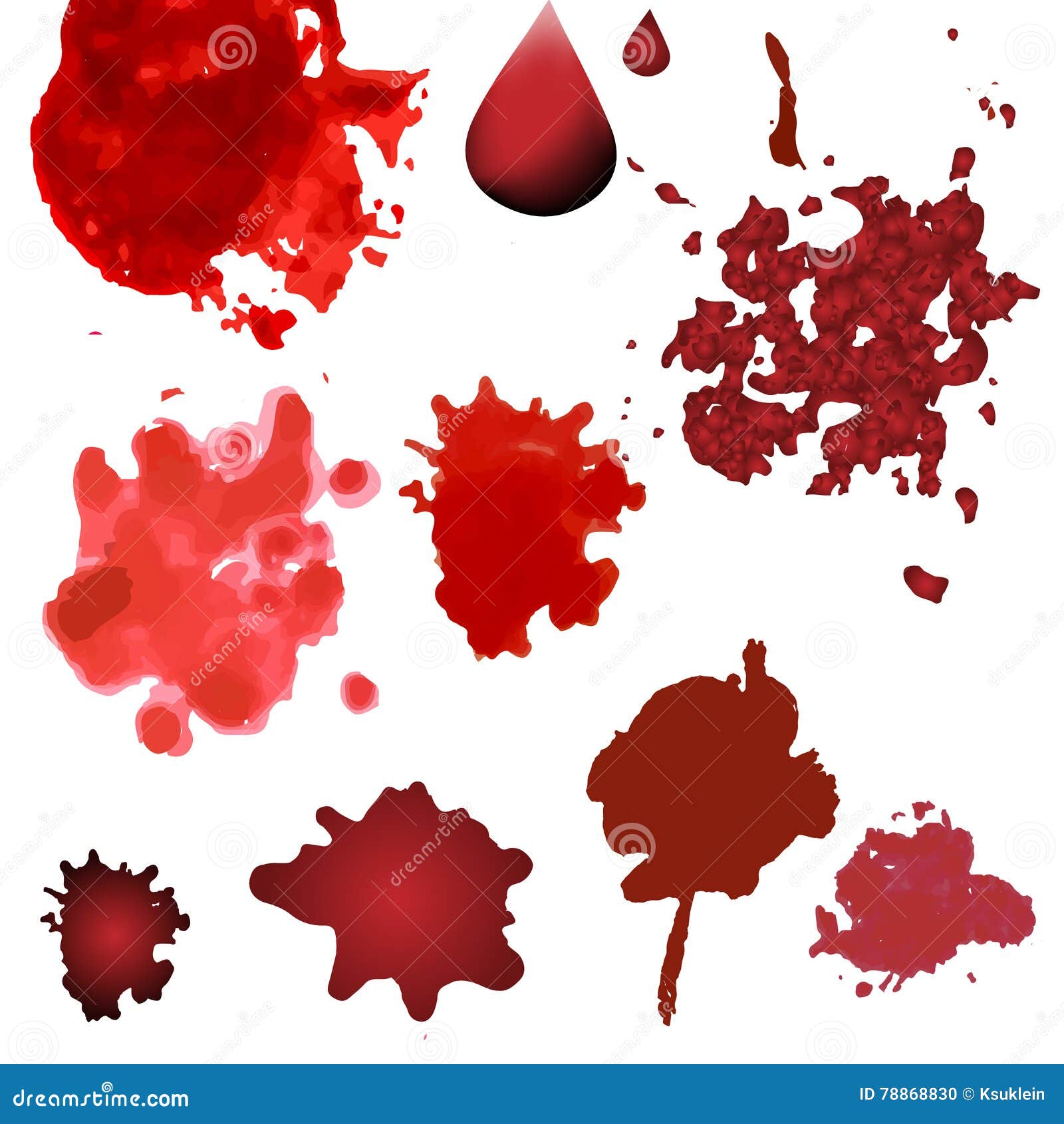 Vector Blood Splatters Isolated on White. Design Elements in Various ...