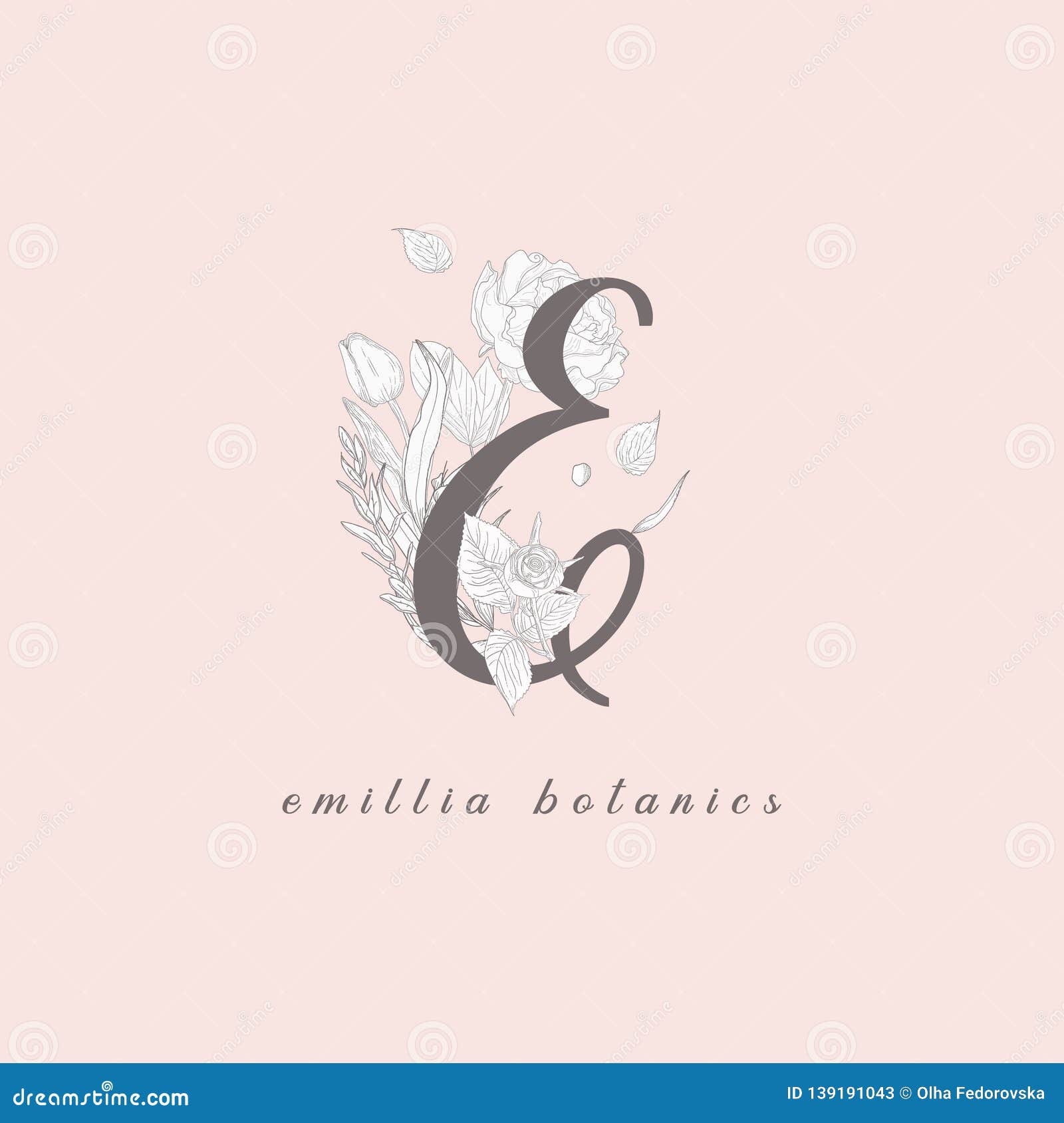 Vector Blooming Floral Initial E Monogram and Logo Stock Vector ...