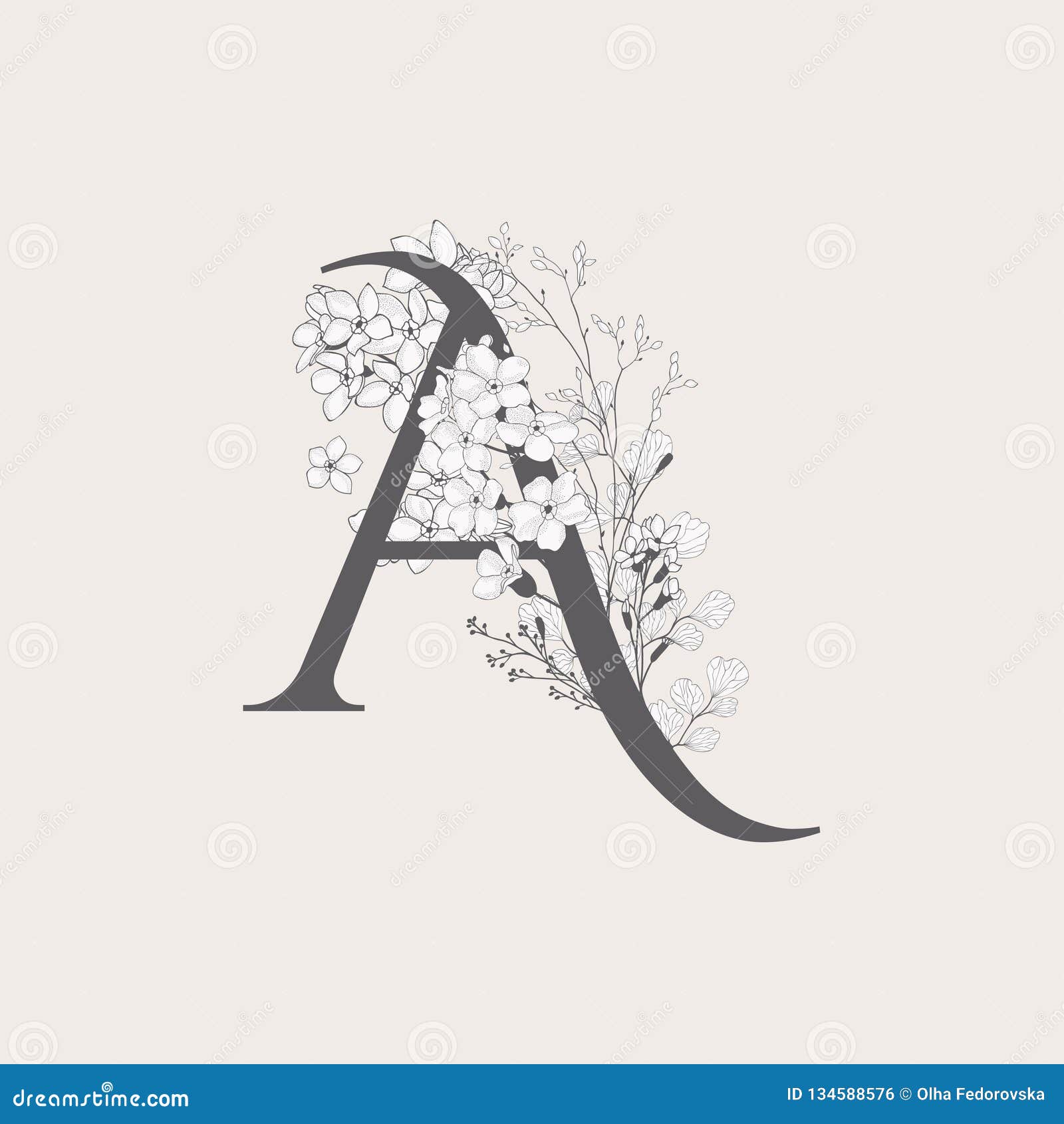 Vector Blooming Floral Initial a Monogram and Logo Stock Vector ...