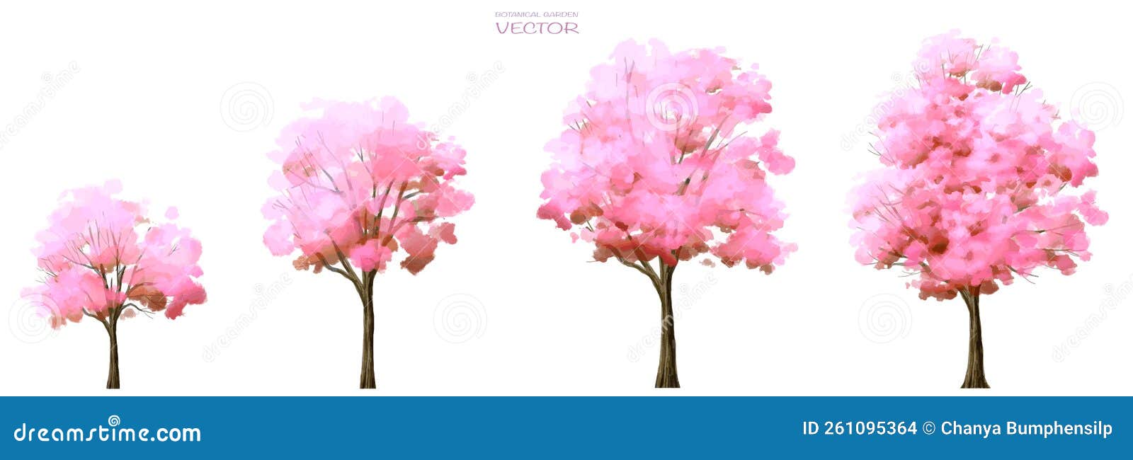 Vector Blooming Flower,tree or Forest Side View Isolated on White ...
