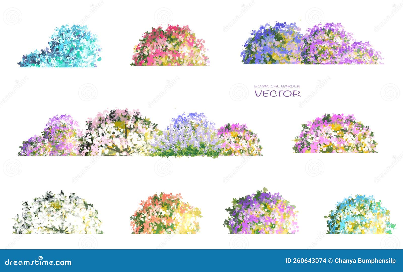 Vector Blooming Flower,tree Or Forest Side View Isolated On White ...