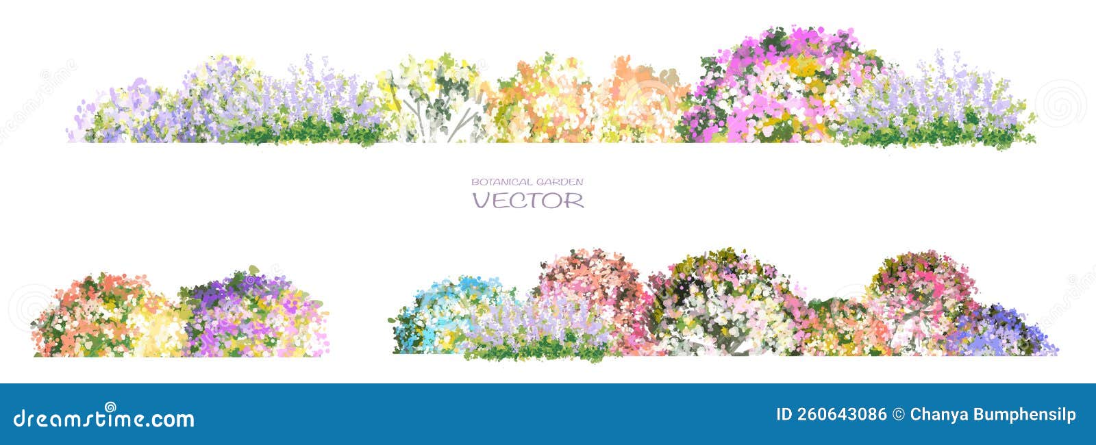 Vector Blooming Flower,tree or Forest Side View Isolated on White ...