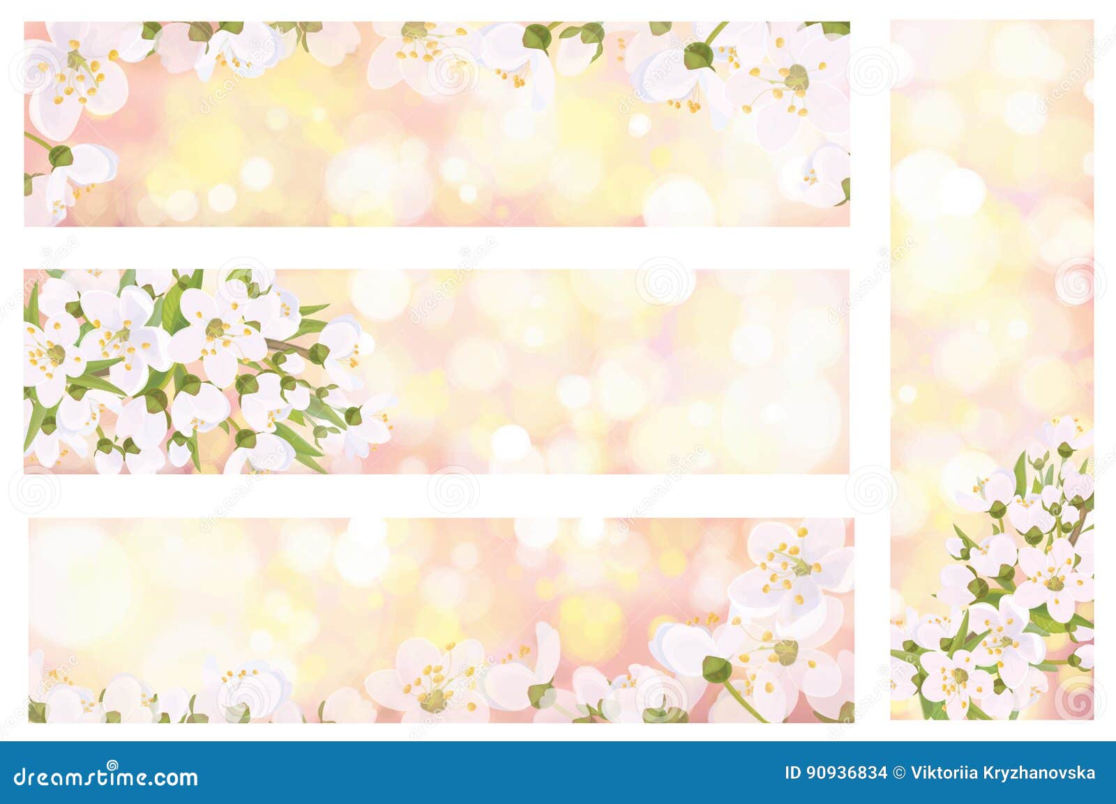 Vector Blossoming Spring Banners. Stock Vector - Illustration of frame ...