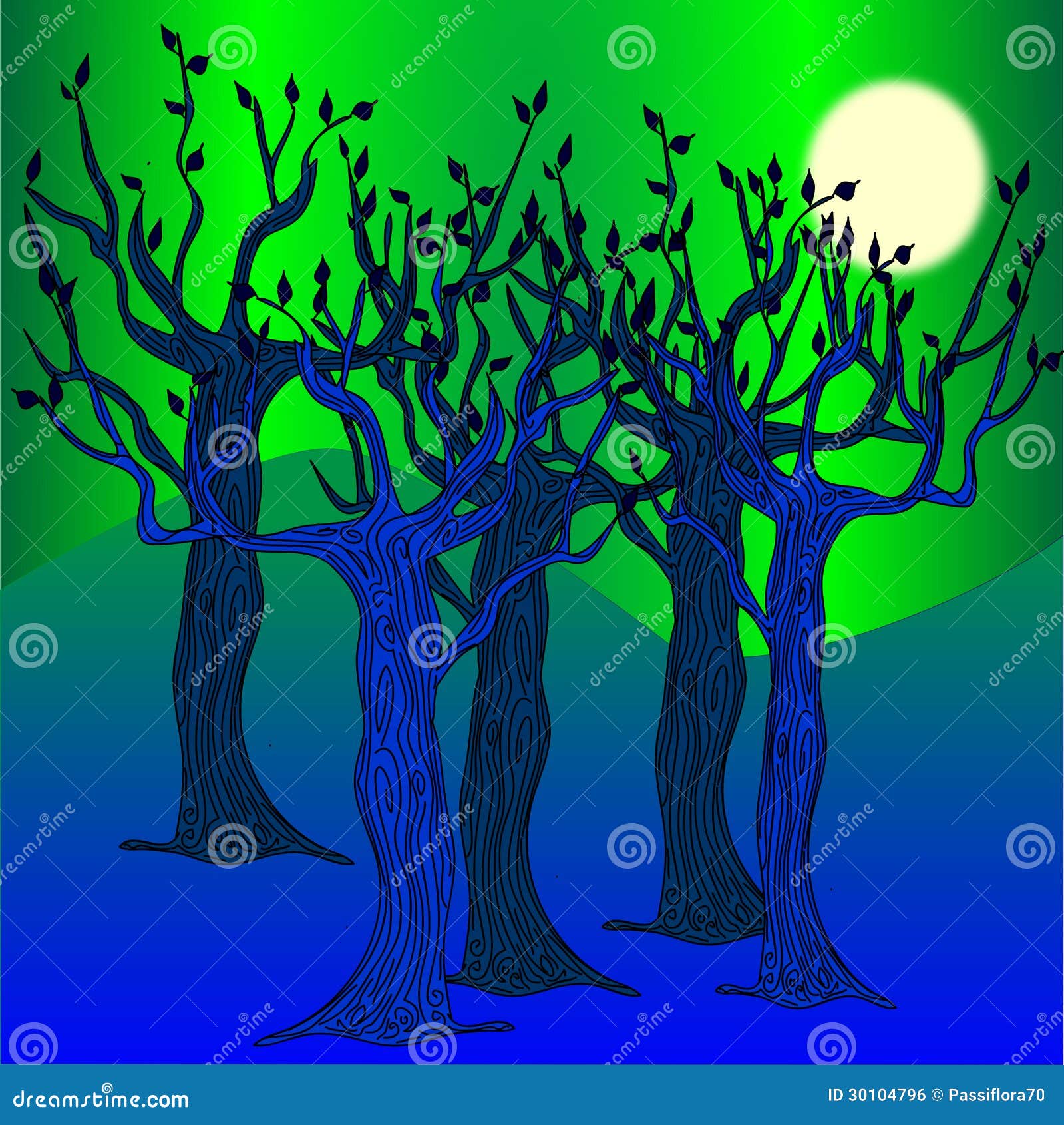 The blue forest stock illustration. Illustration of wood - 30104796