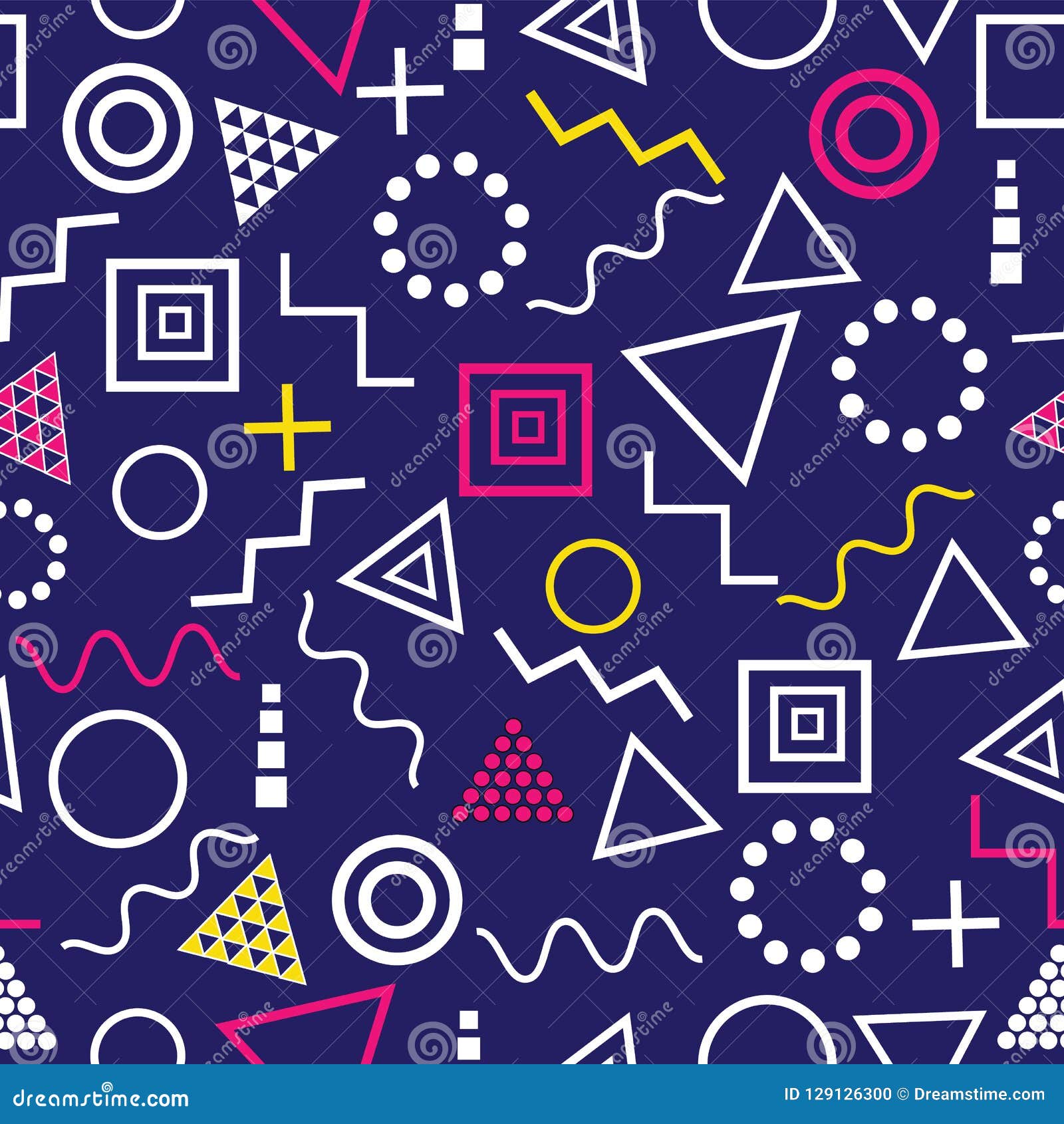 Vector Blue Abstract Geometric Seamless Pattern Background Memphis ...