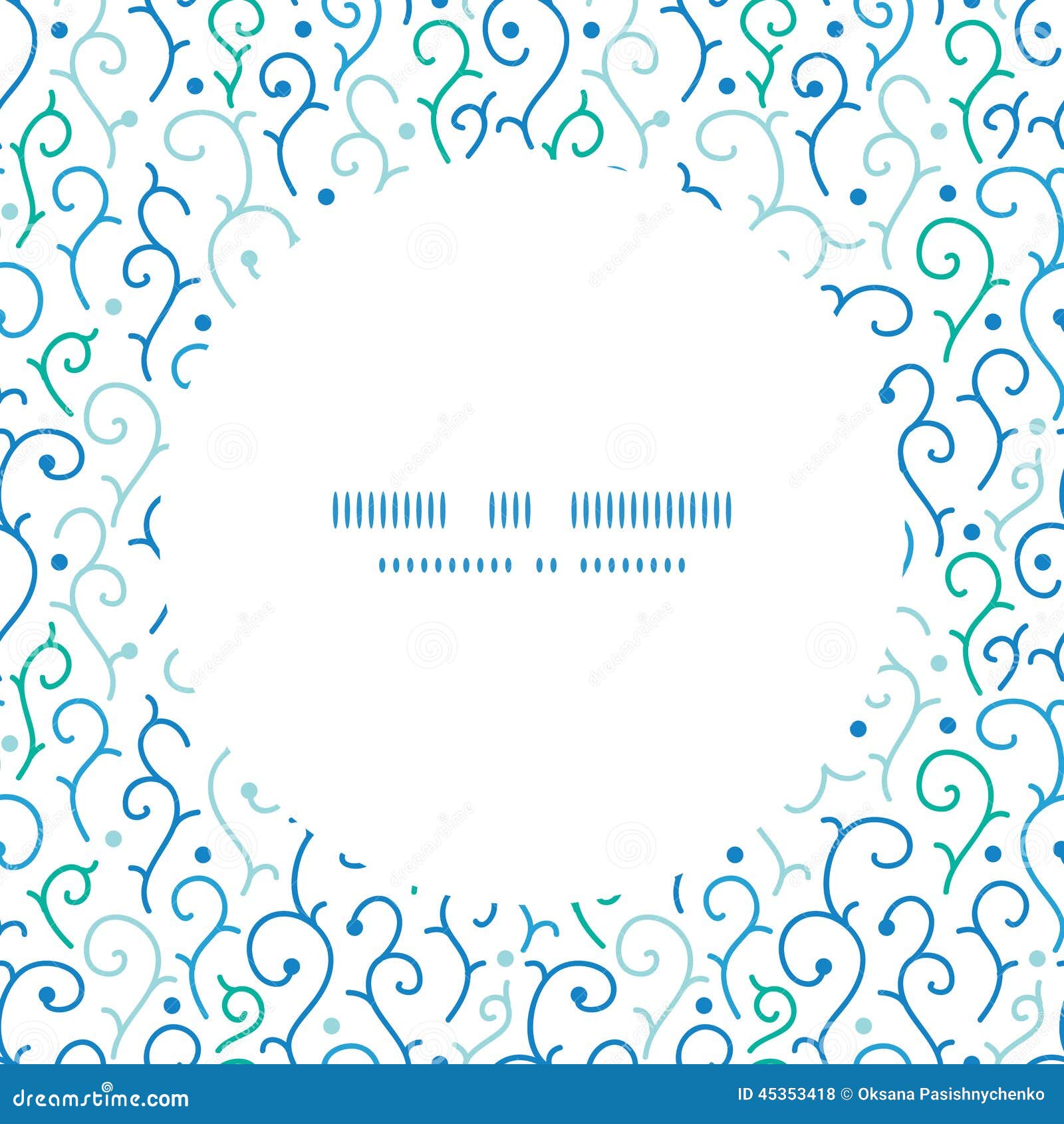 Vector Blue Abstract Swirls Circle Frame Seamless Stock Vector ...