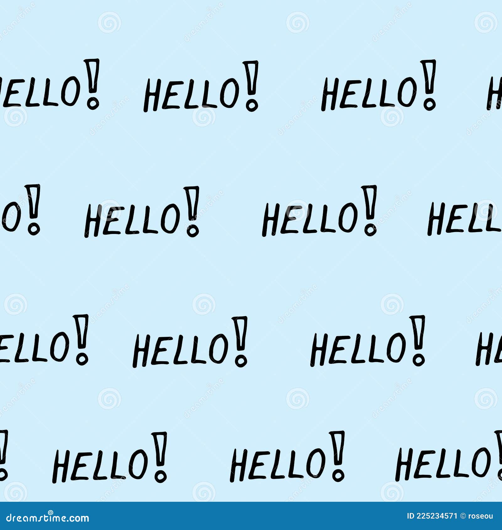 Vector Blue Background Back To School Hello. Seamless Pattern ...