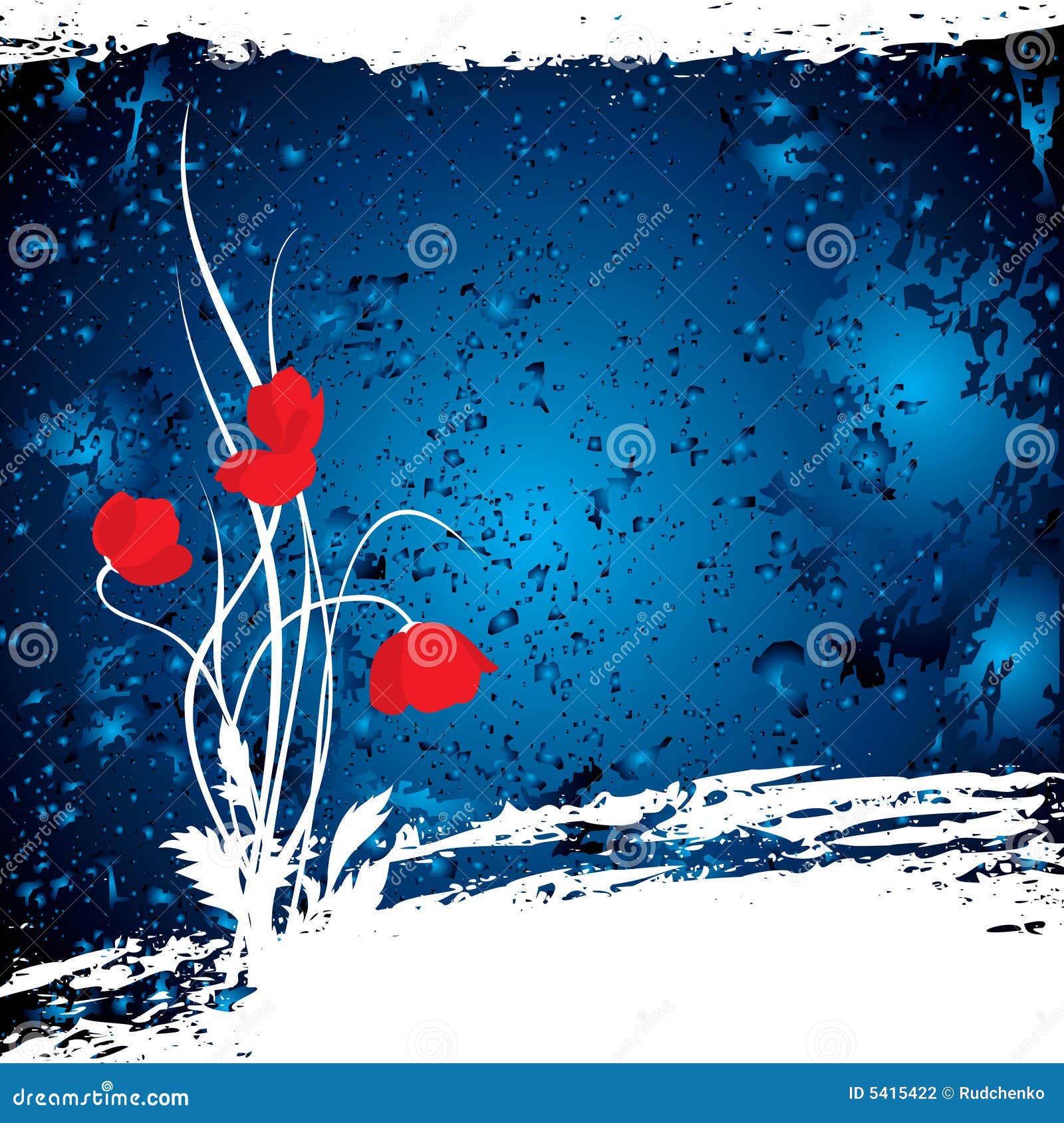 Vector Blue Background with Poppys Stock Vector - Illustration of ...