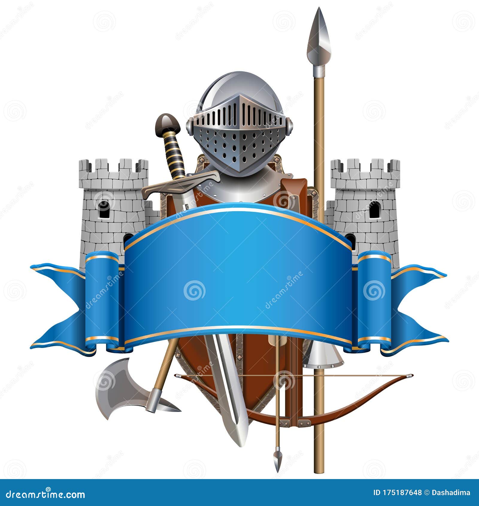 Vector Blue Banner With Knight Armor | CartoonDealer.com #175187648