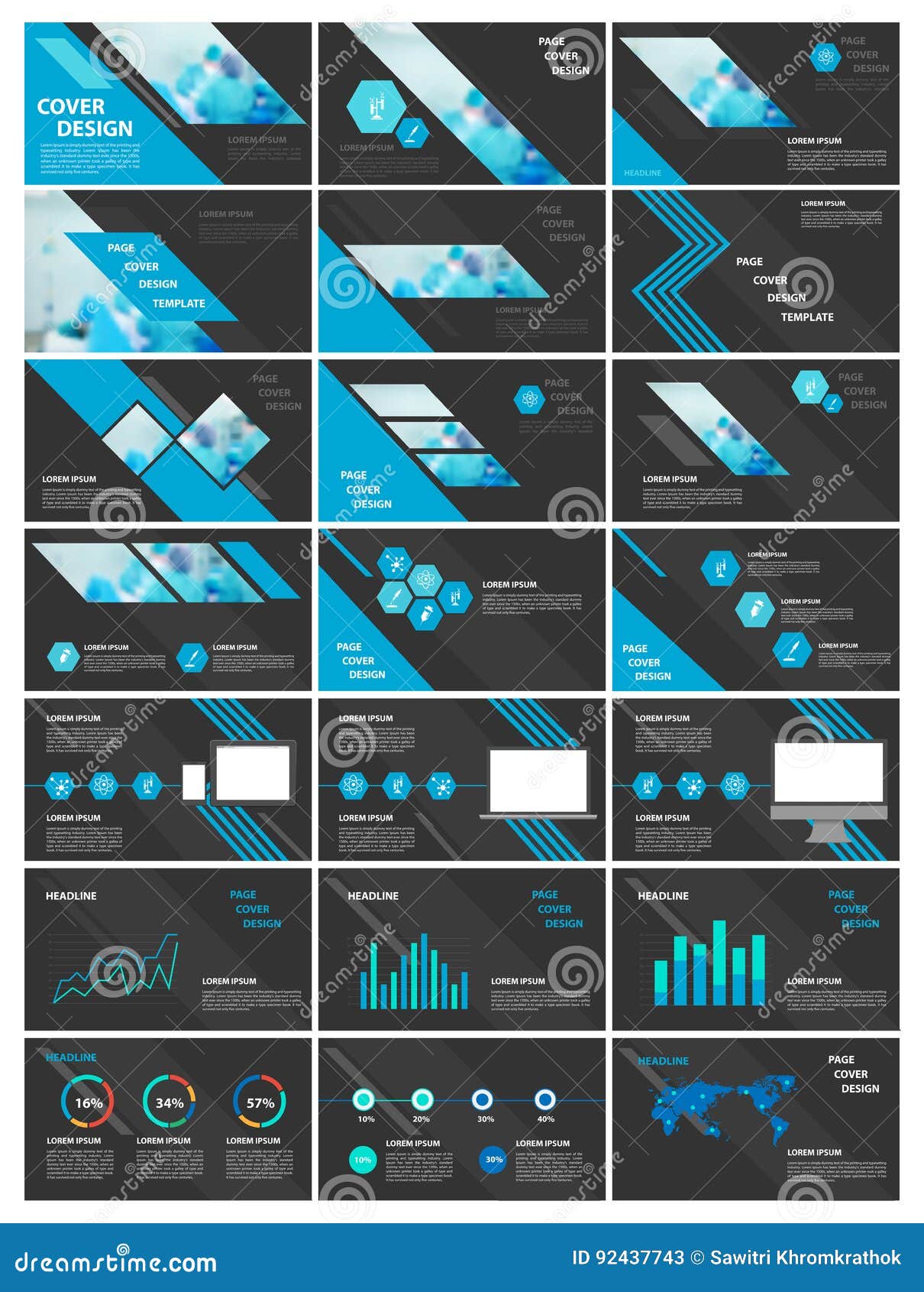 Vector Blue and Black Elements for Infographics Stock Vector ...