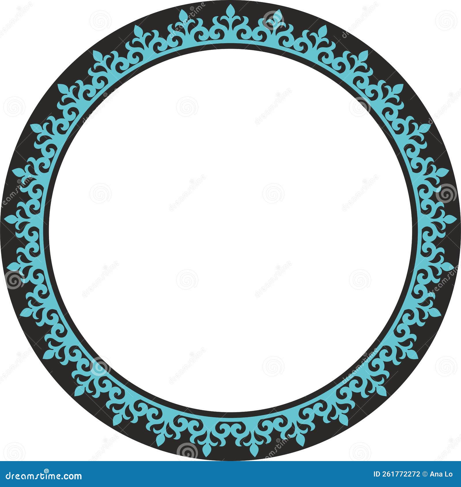 Vector Blue and Black Kazakh National Round Pattern, Frame. Stock ...