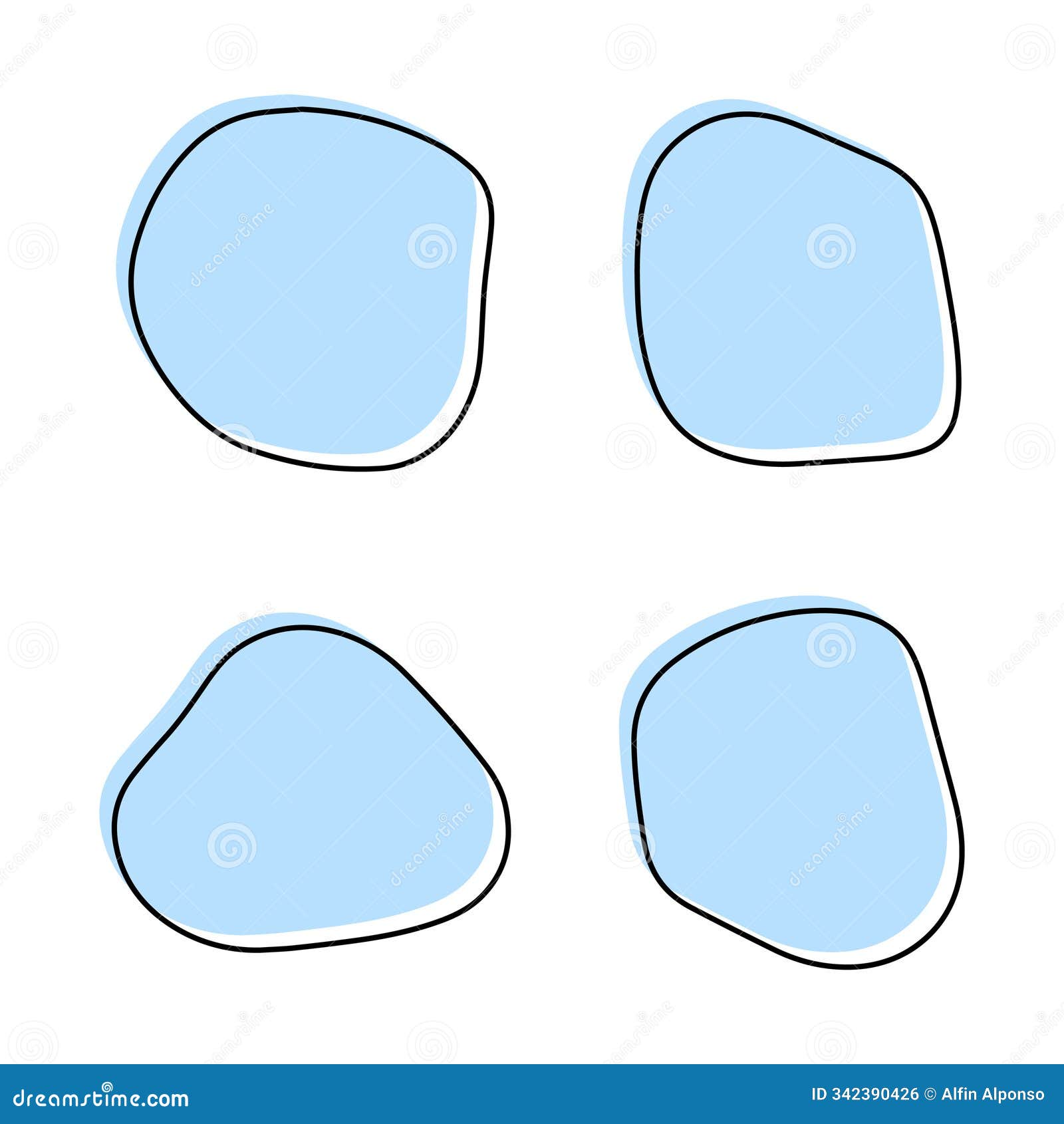 Vector Blue Blob Icon Set with Outline Stock Illustration ...
