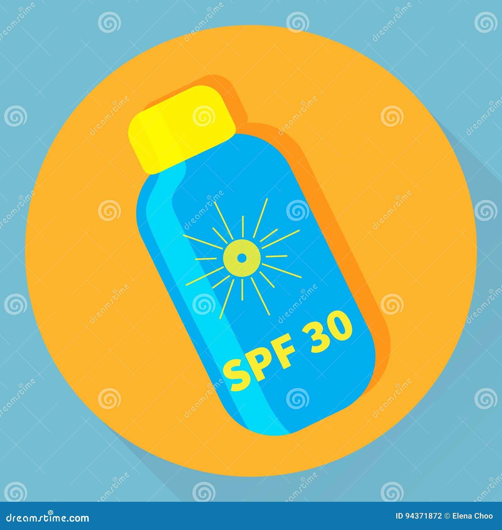 Vector Blue Bottle with Sunscreen Icon. Stock Vector - Illustration of ...