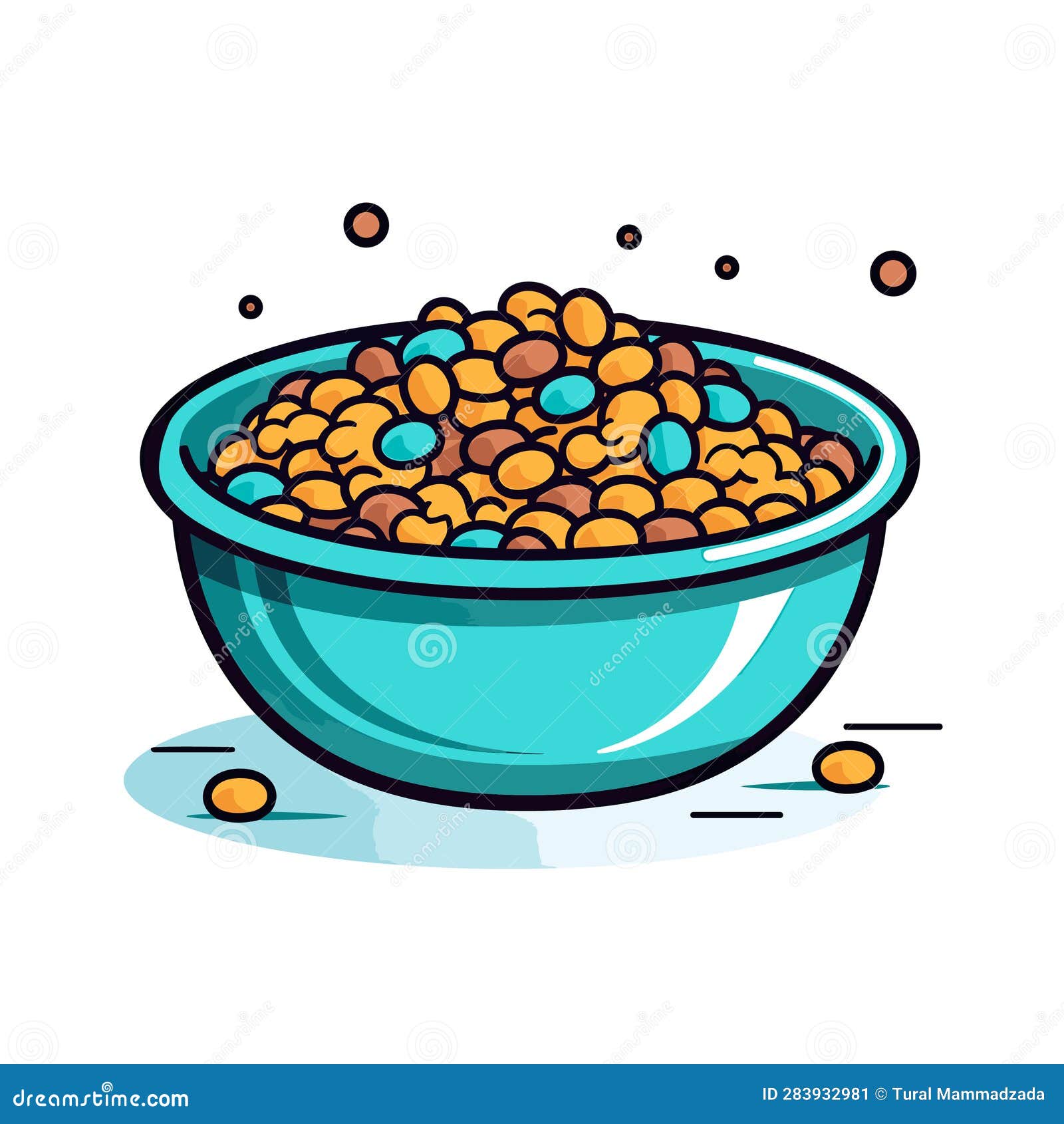 Vector of a Blue Bowl Filled with Cereal on a Table Stock Vector ...