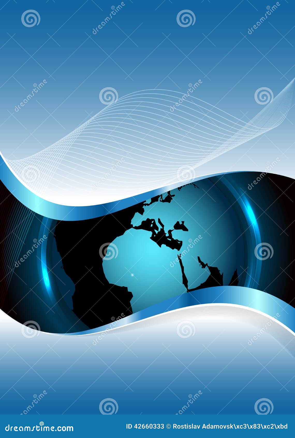 Vector Blue Brochure Background with Globe Stock Illustration ...