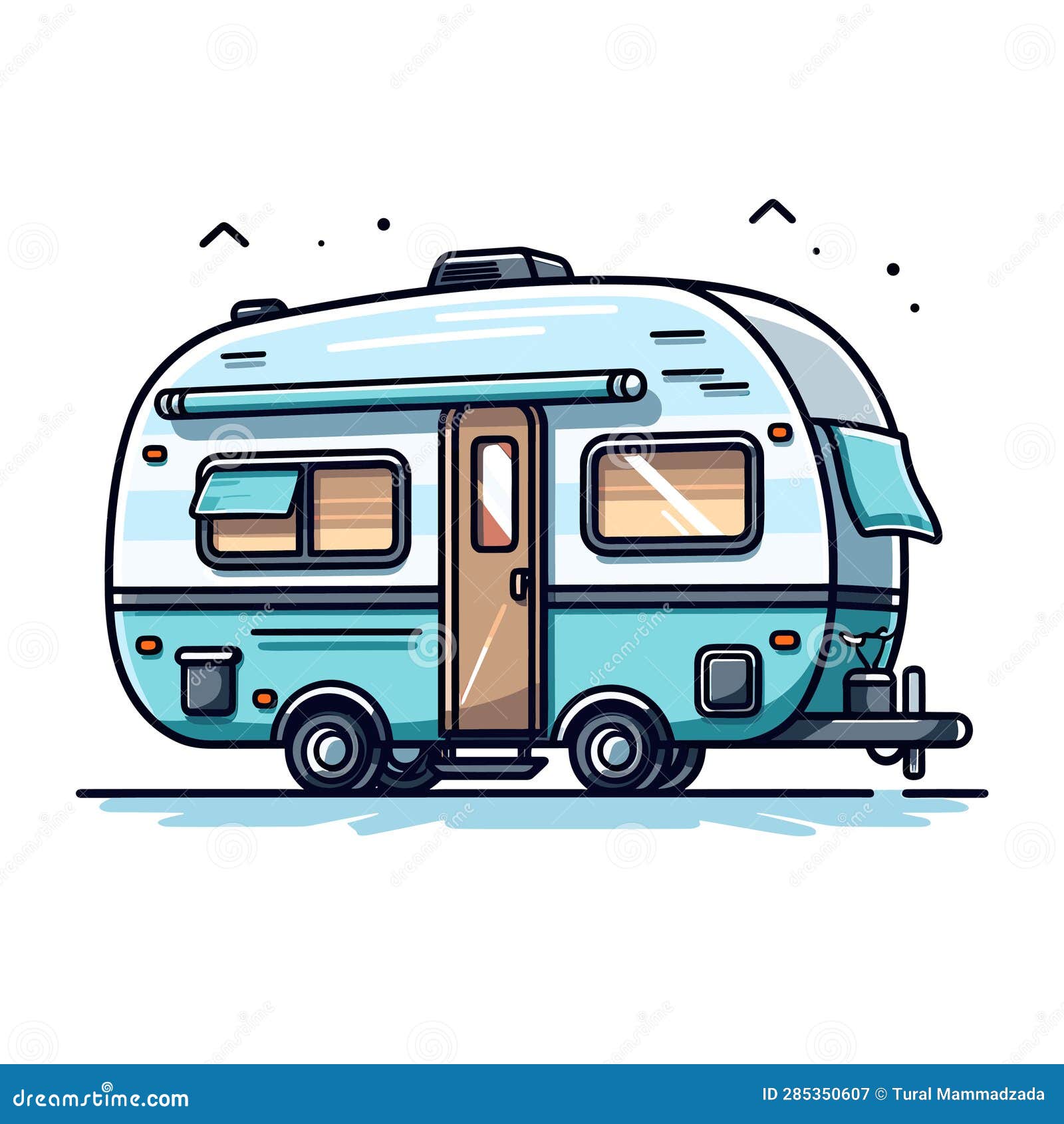 Vector of a Blue Camper Trailer with an Open Door, Perfect for Your ...