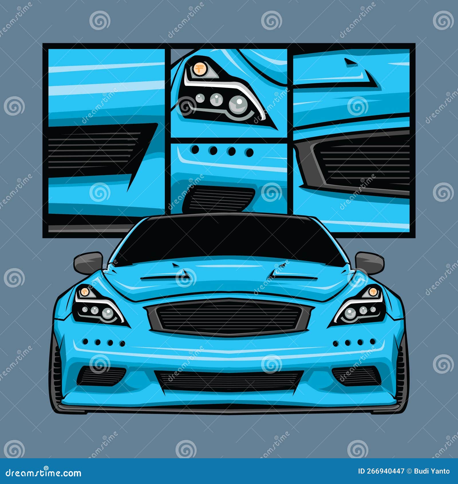 Vector Blue Car with Detailing Stock Vector - Illustration of ...
