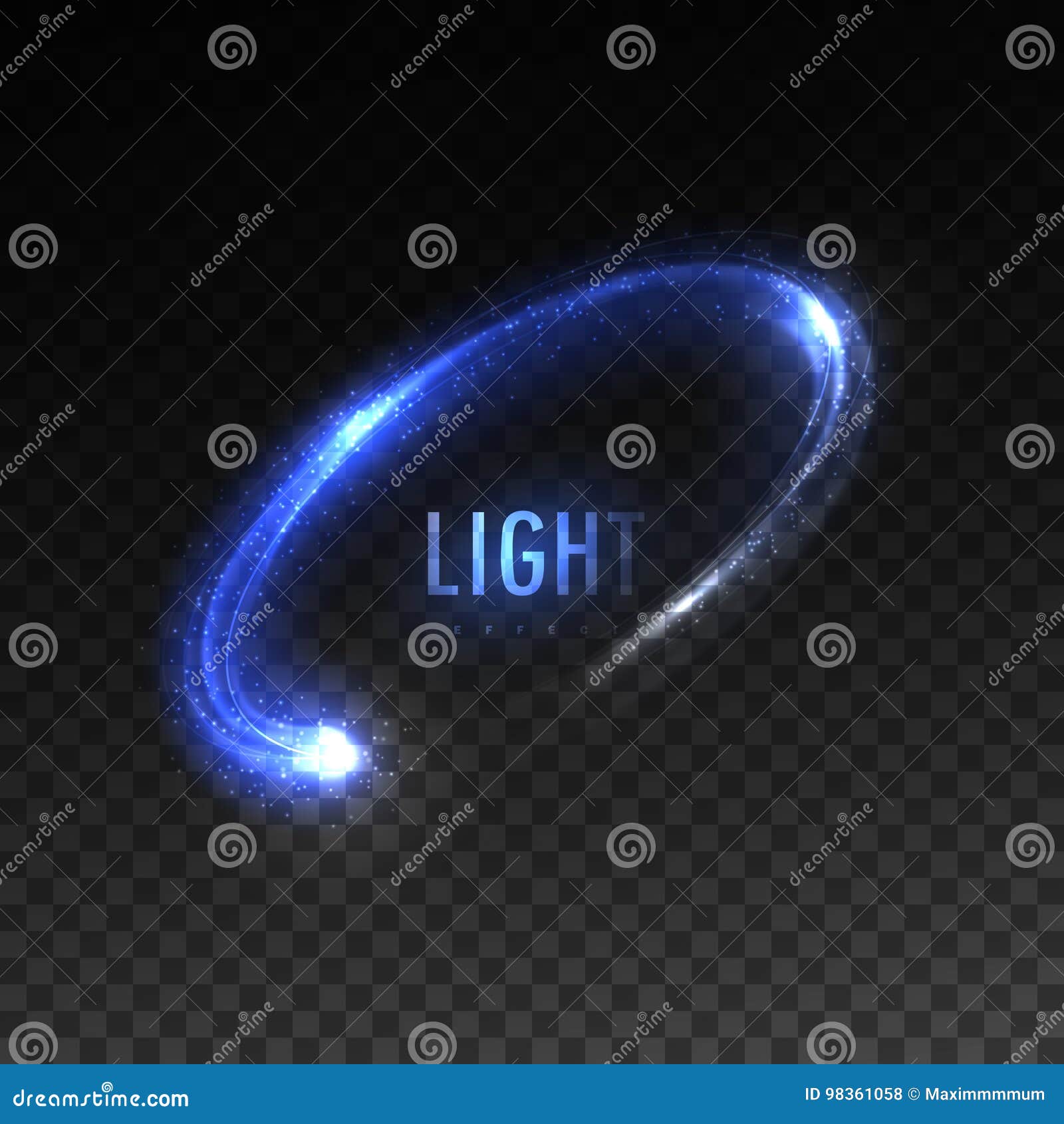 Vector Blue Circular Light Stream on Checkered Transparent Background ...