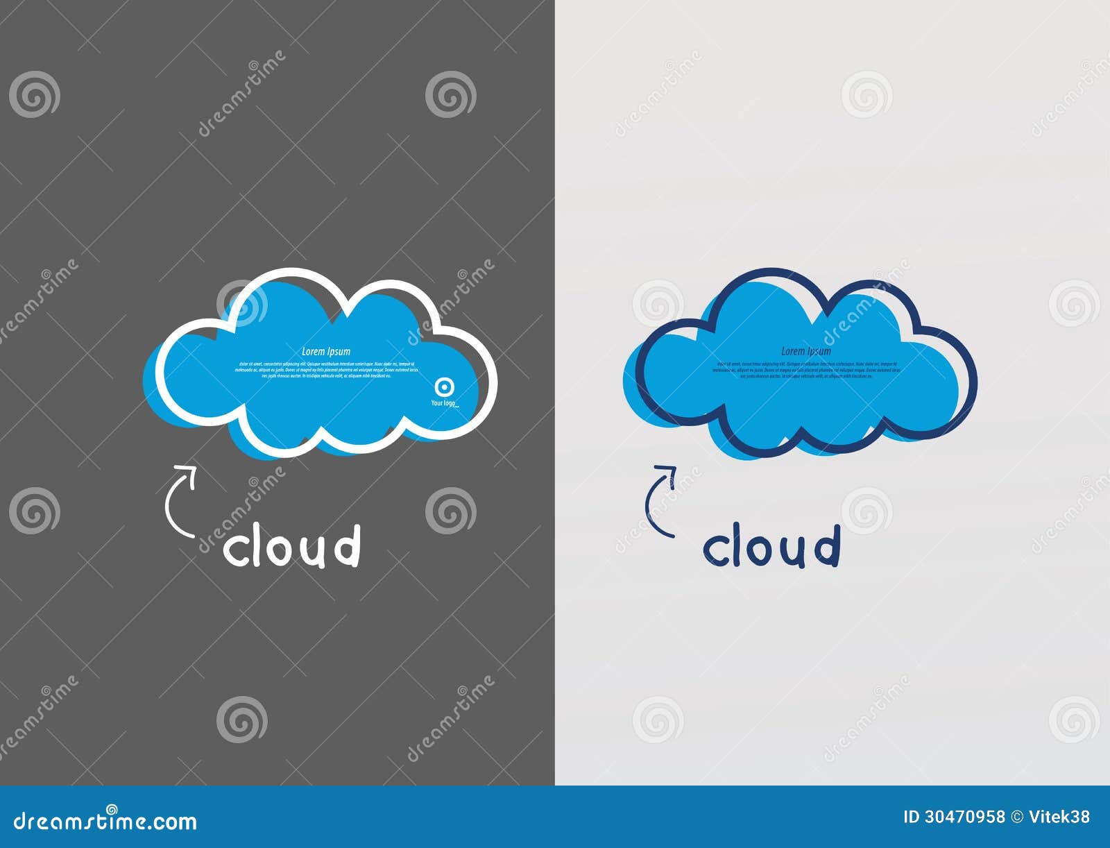 Vector Blue Cloud. Hand Draw Feel Stock Vector - Illustration of offer ...