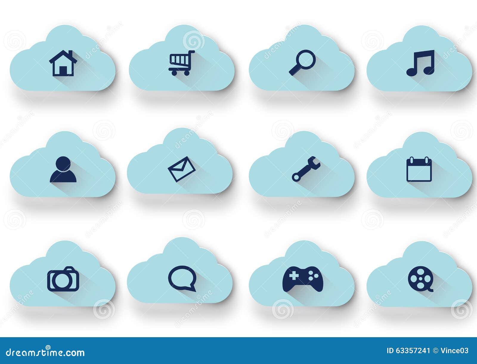 Vector Blue Clouds Icons Set Stock Illustration - Illustration of ...