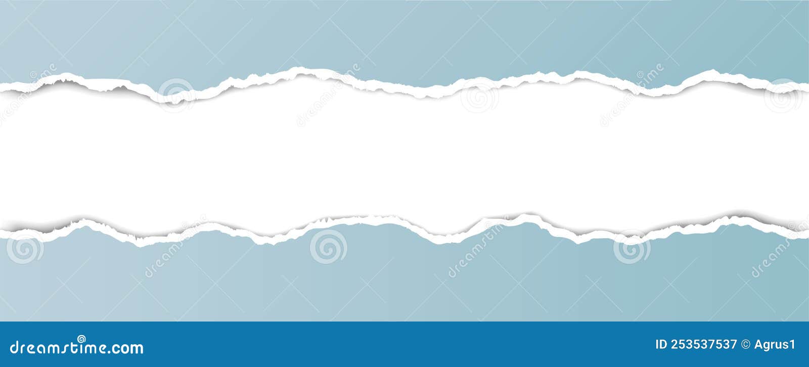 Vector Blue Colored Torn Paper Banner with Ripped Edges with Space for ...