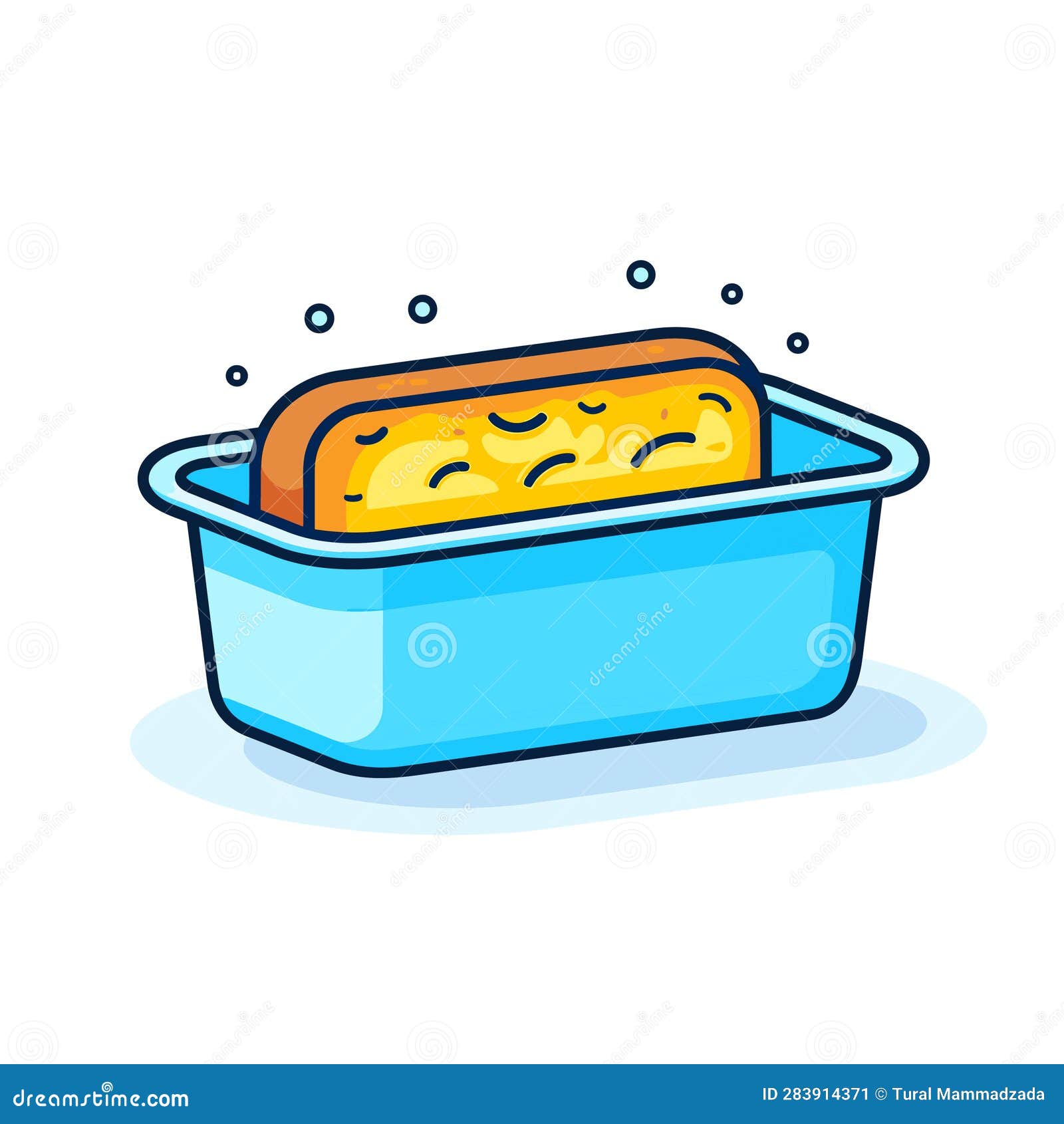Vector of a Blue Container Filled with Food on a White Surface ...