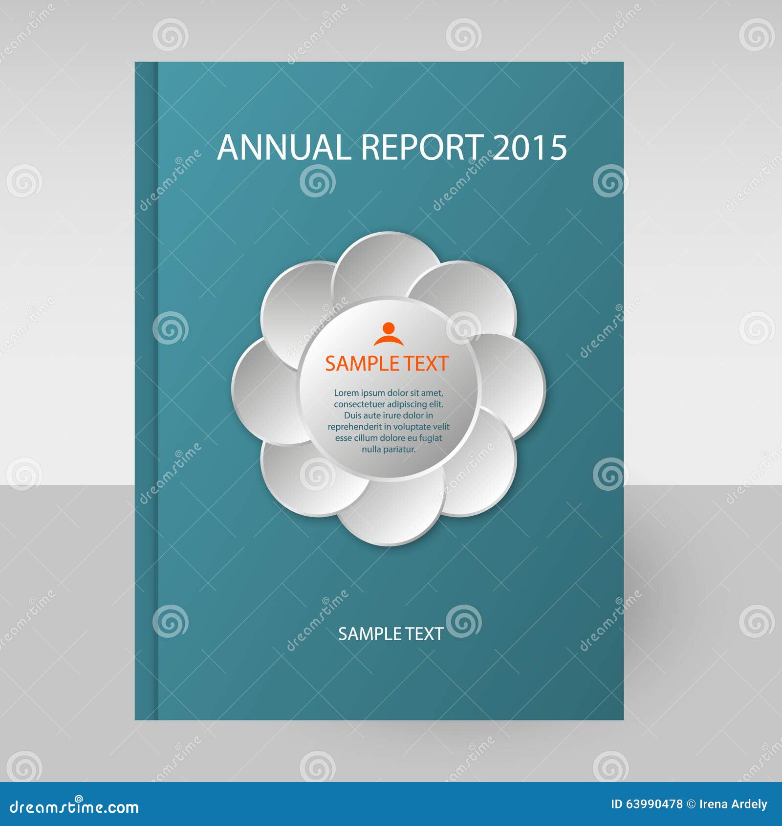 Vector Blue Cover of Annual Report with White Flower in the Middle ...