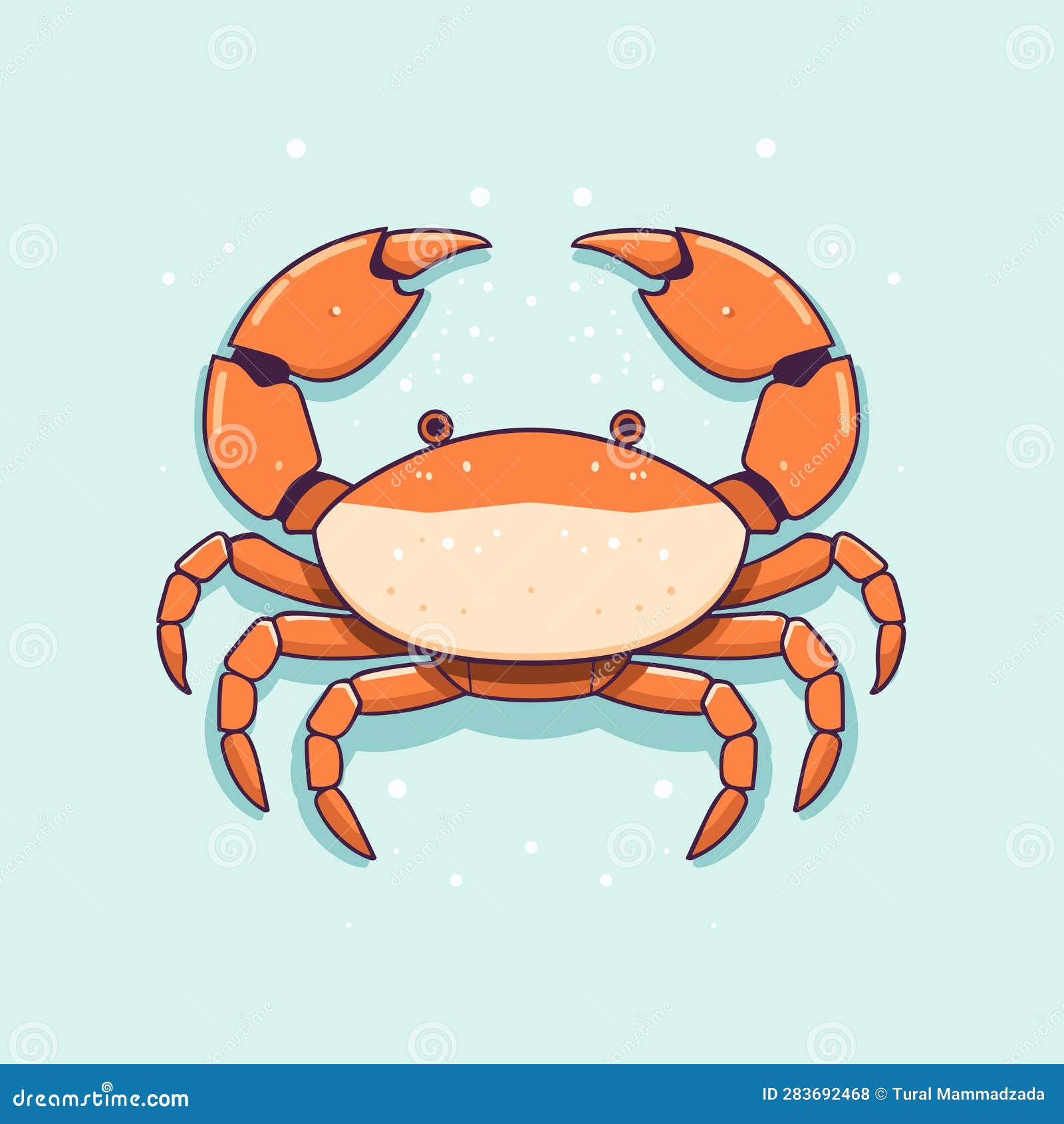 Vector of a Blue Crab Icon on a Flat Vector Background Stock Vector ...