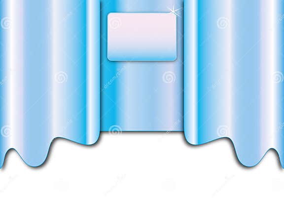 Vector Blue Curtain Background with Window Frame. Stock Illustration ...