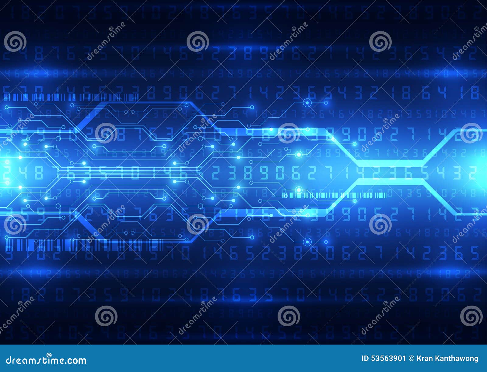 Vector Blue Digital Technology Abstract Background, Illustration Stock ...