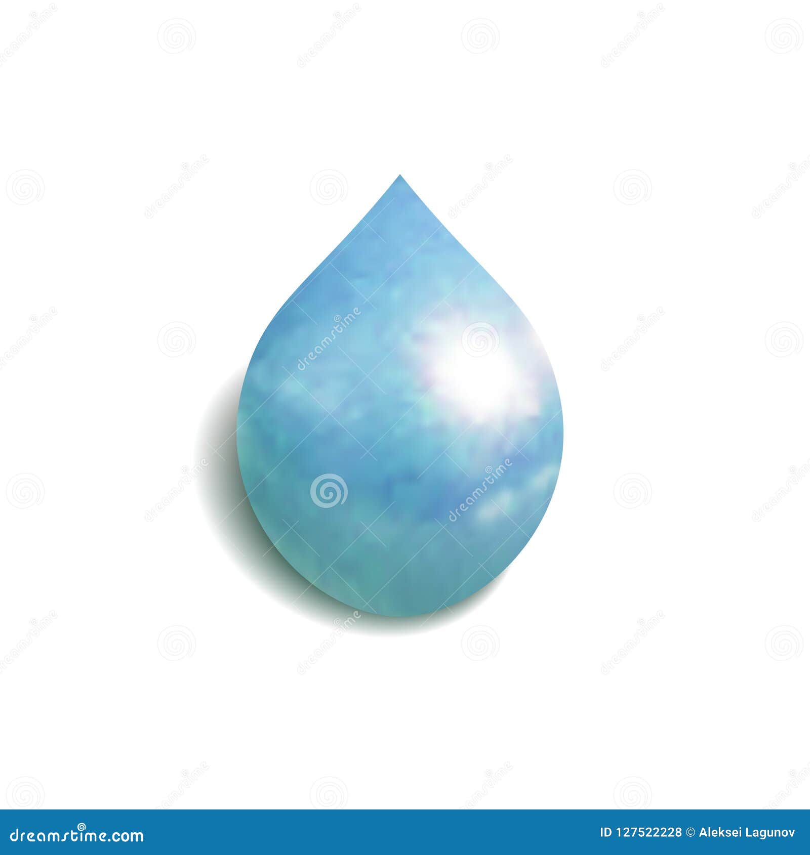Vector Blue Drop, Realistic Icon, Amorphous Form with Shadow. Stock ...