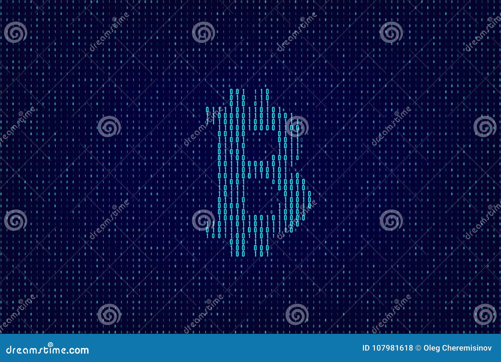 Vector Blue Dual Code Background with Bitcoin Sign. Stock Vector ...
