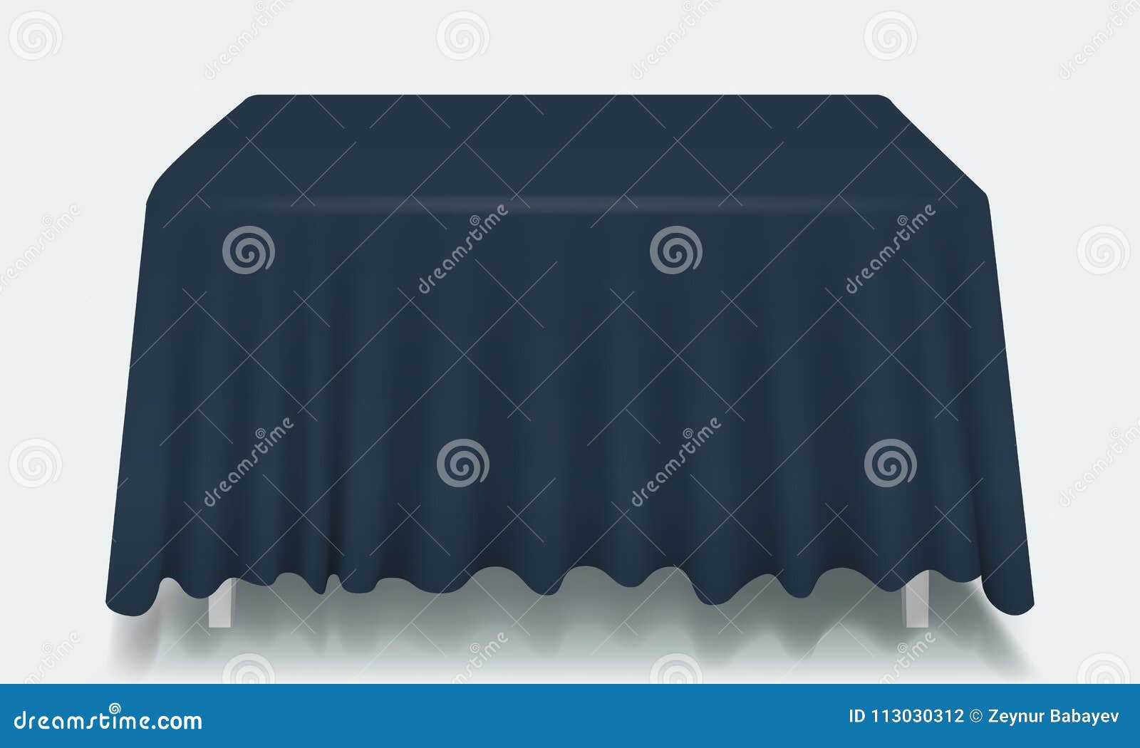 Vector Blue Empty Rectangular Table with Tablecloth . Stock Vector - Illustration of dinner ...
