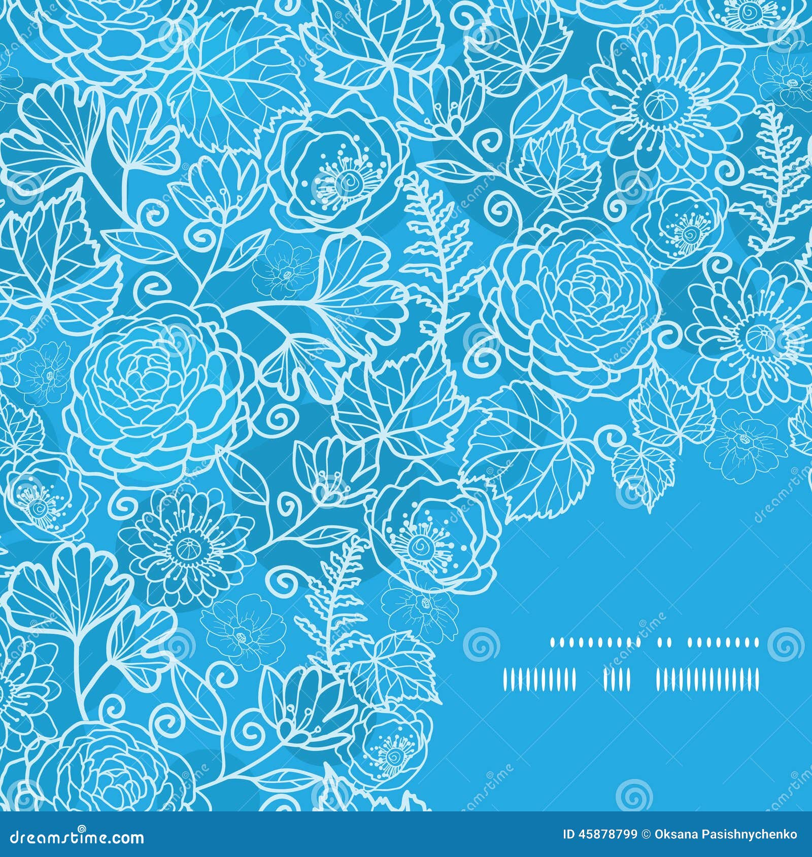 Vector Blue Field Floral Texture Frame Corner Stock Vector ...