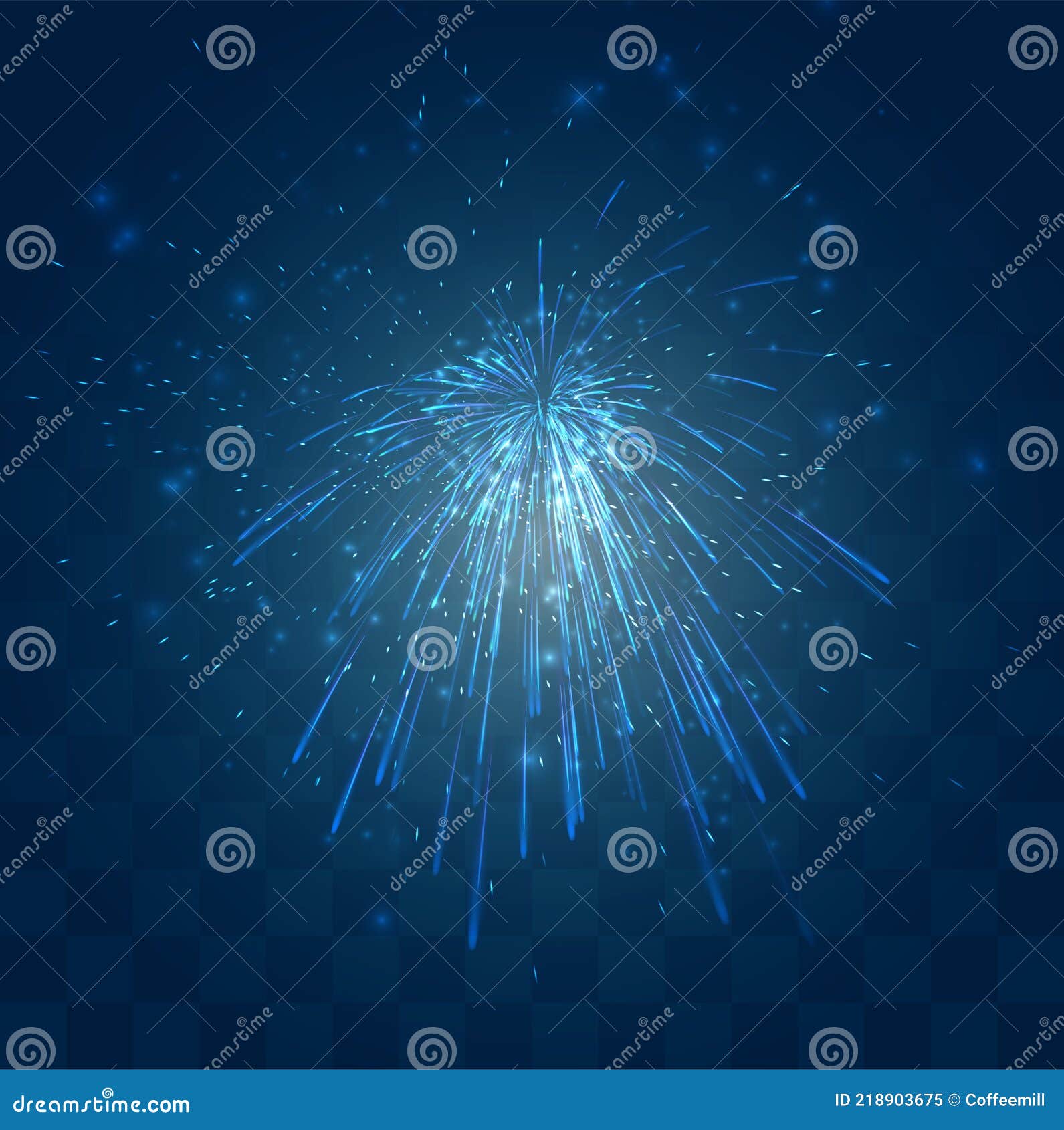 Vector Blue Fireworks, Explosion on a Dark Blue Background with Mosaic ...
