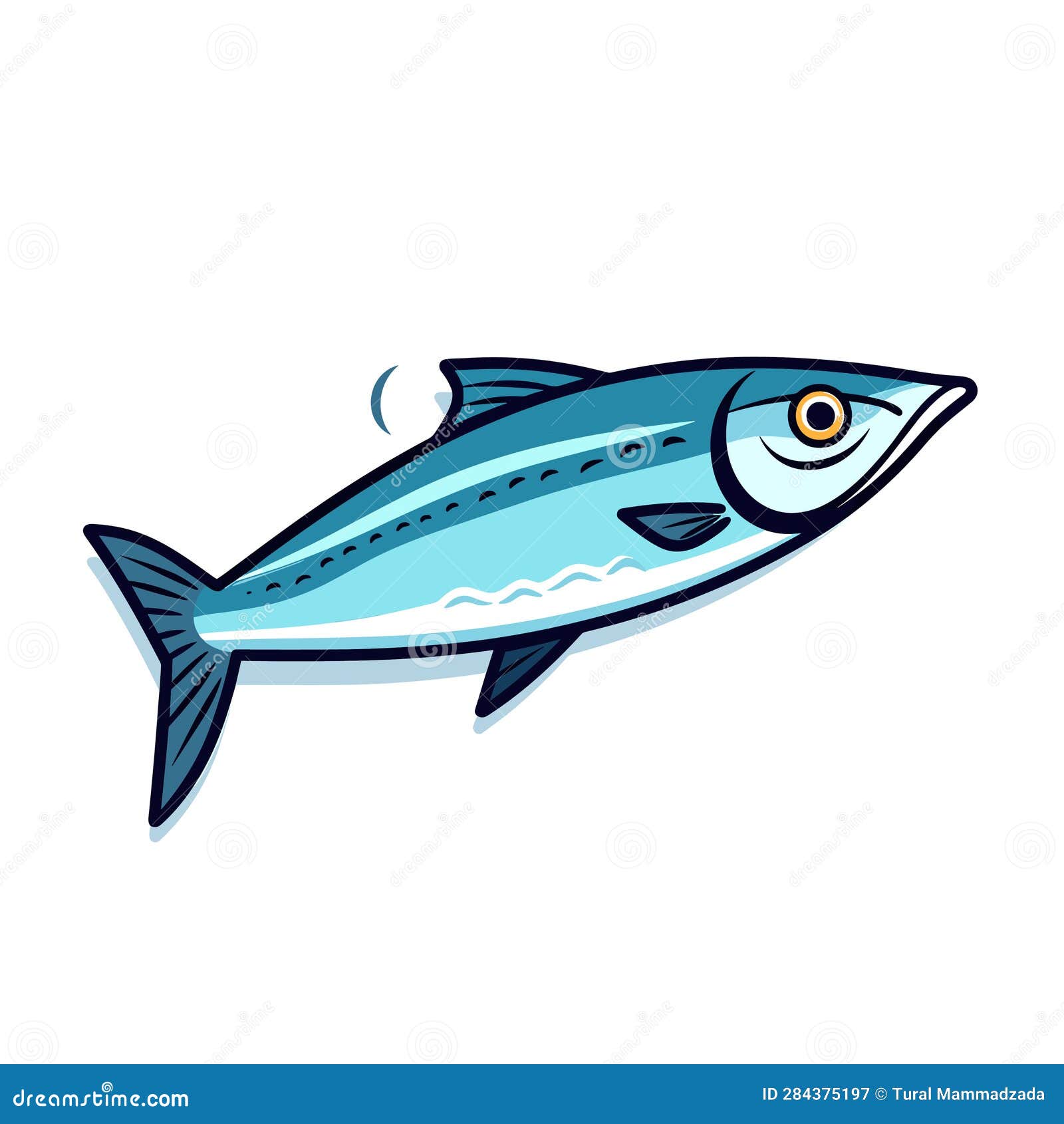 Vector of a Blue Fish Against a Clean White Background Stock ...