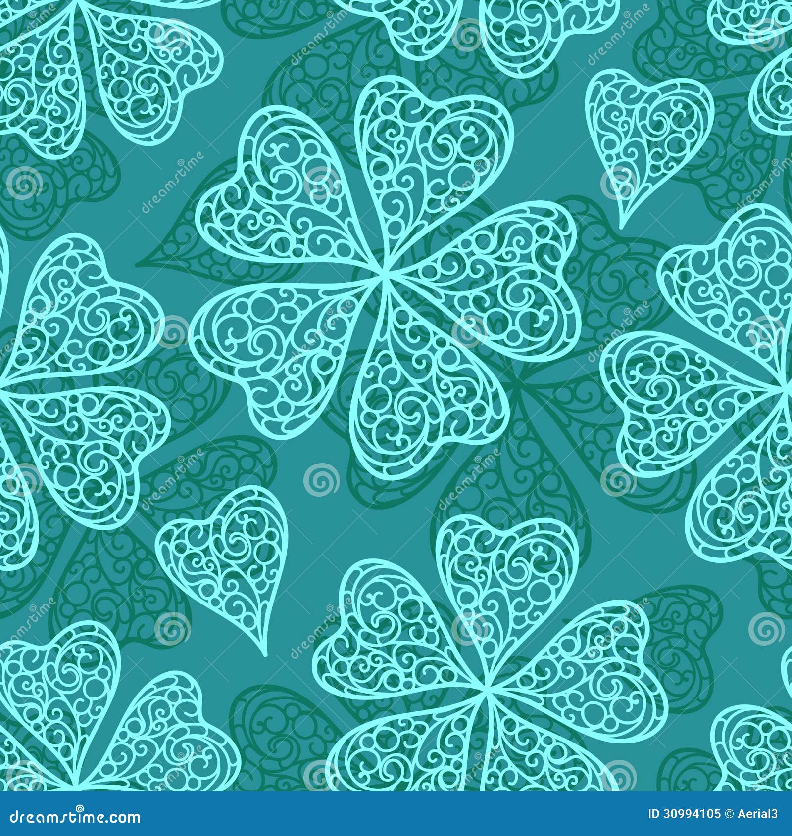 Vector Blue Flourish Seamless Pattern Stock Vector - Illustration of ...