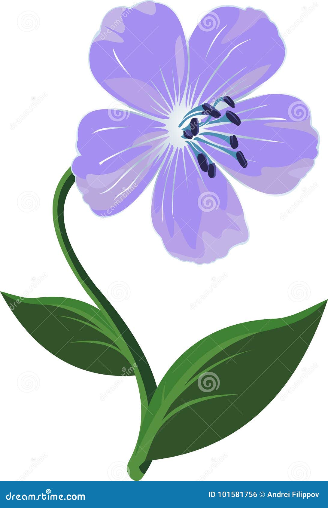 Vector blue flower stock vector. Illustration of harvest - 101581756
