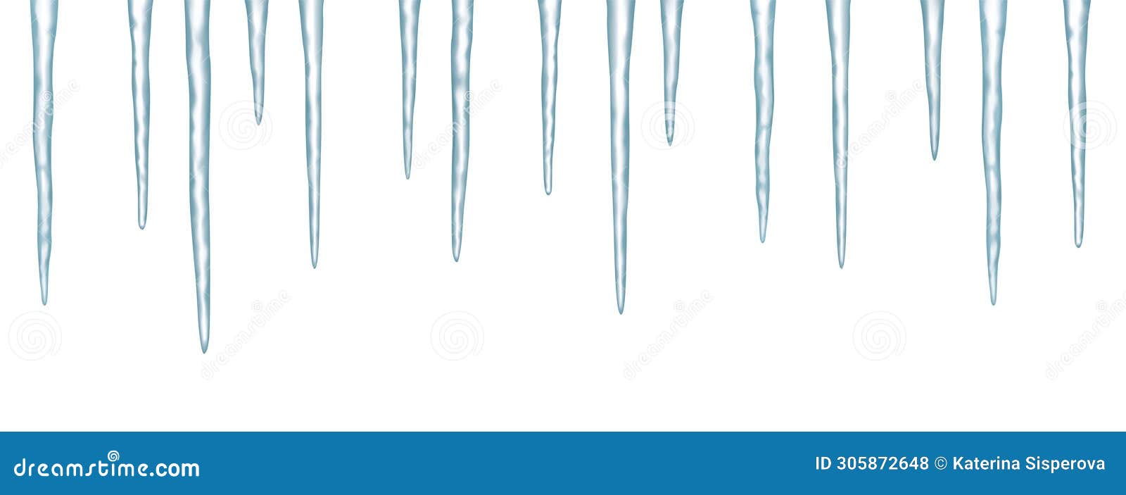 Vector Blue Frozen Icicle Seamless Border Isolated on White Background ...