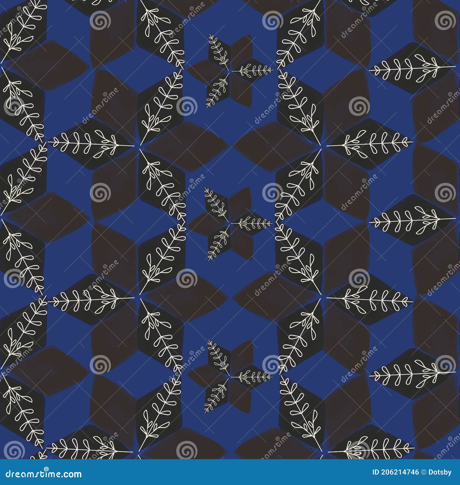 Vector Blue Geometric Flowers Seamless Pattern Stock Vector ...