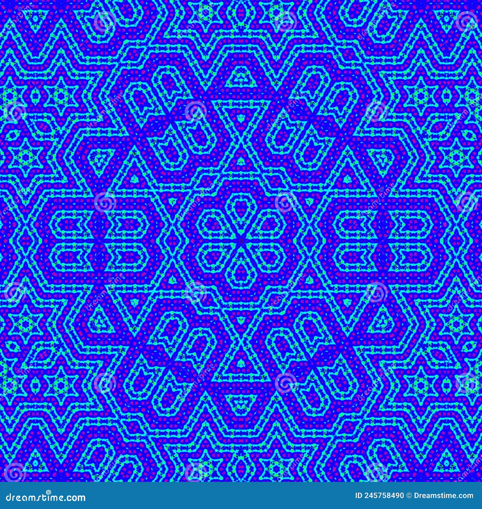 Vector Blue Geometric Pattern. Seamless Pattern with Rounded Shapes ...