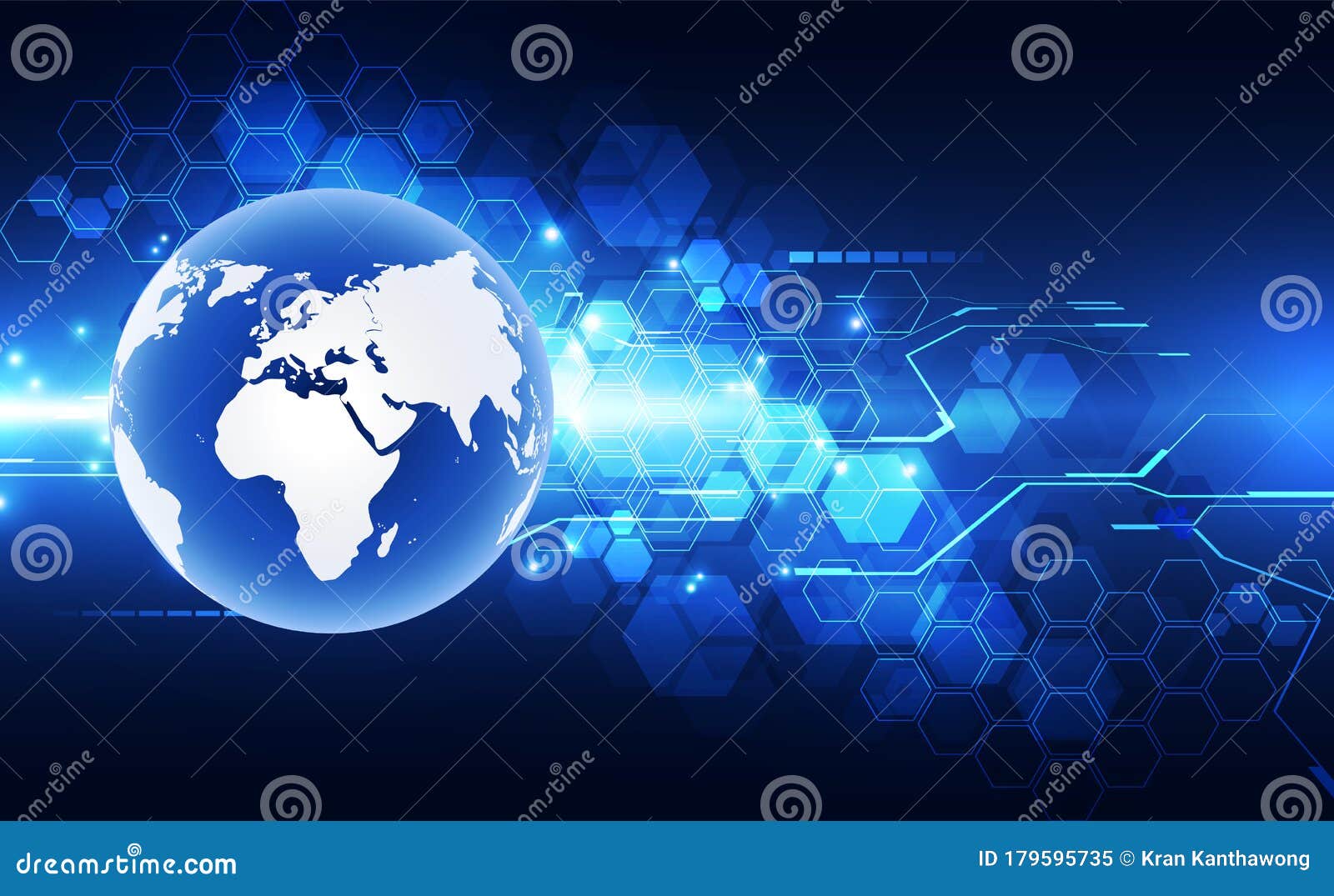 Vector Blue Globe on the Digital Technology Background, Abstract ...