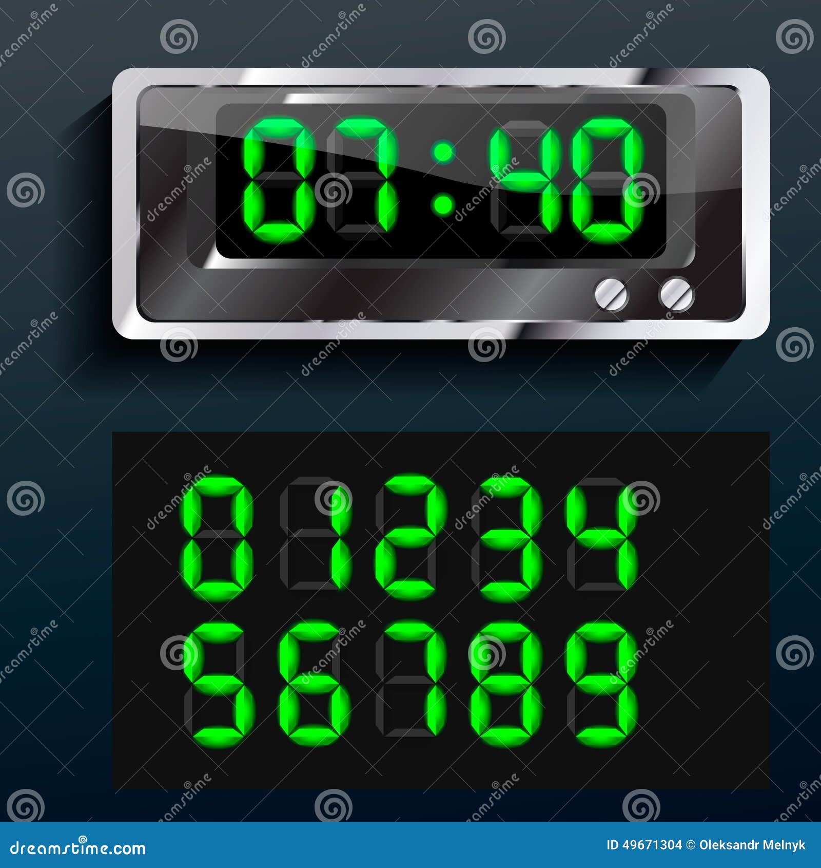 Vector Blue Glowing Digital Numbers Stock Illustration - Illustration ...