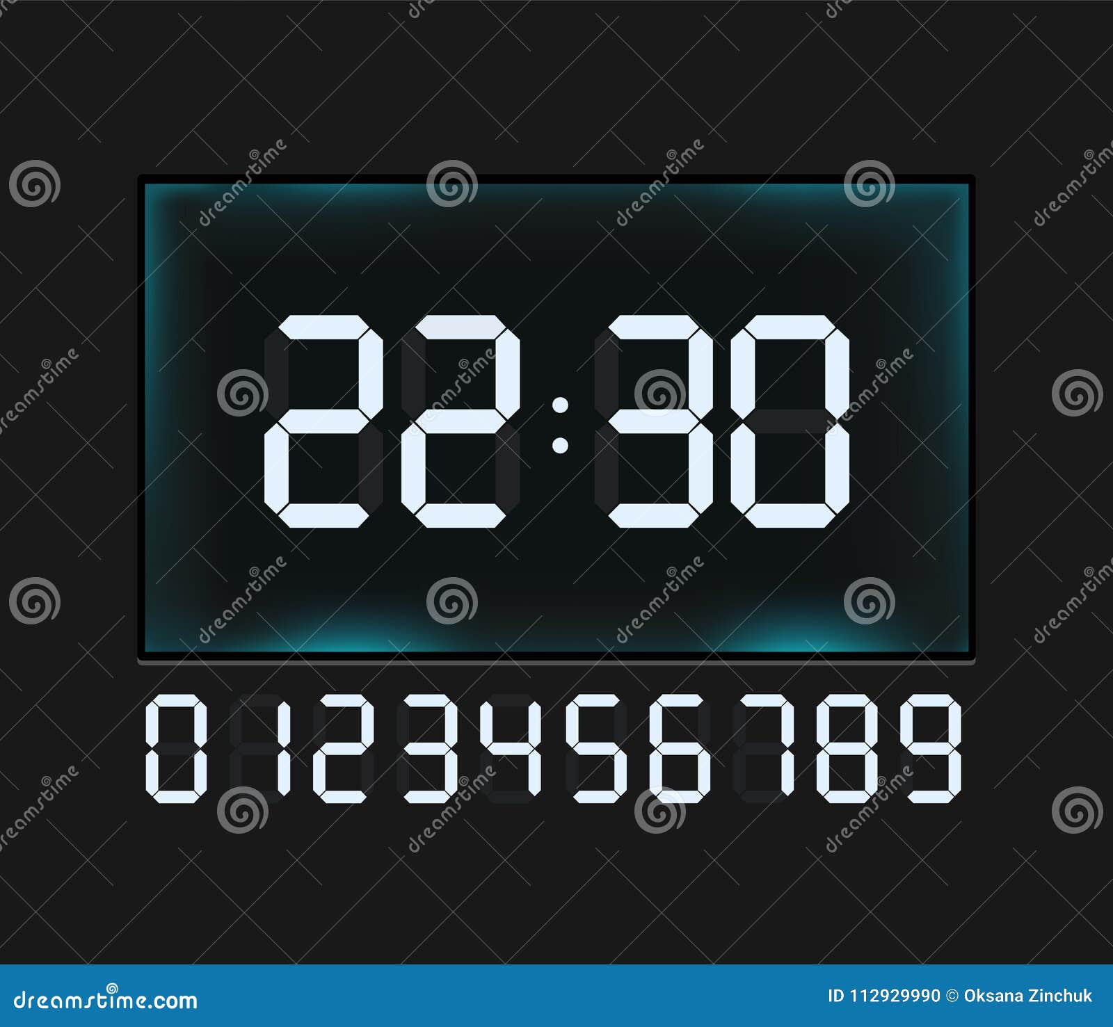 Vector Blue Glowing Digital Numbers - Countdown Timer Stock Vector ...