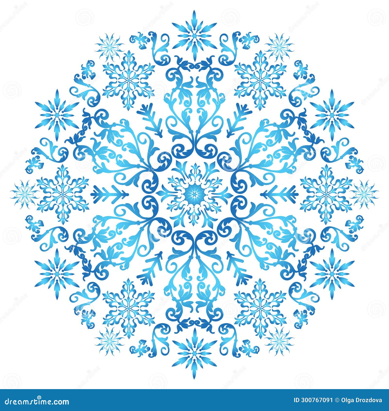 Vector Blue Gradient Big Snowflake on a Transparent Background Stock ...