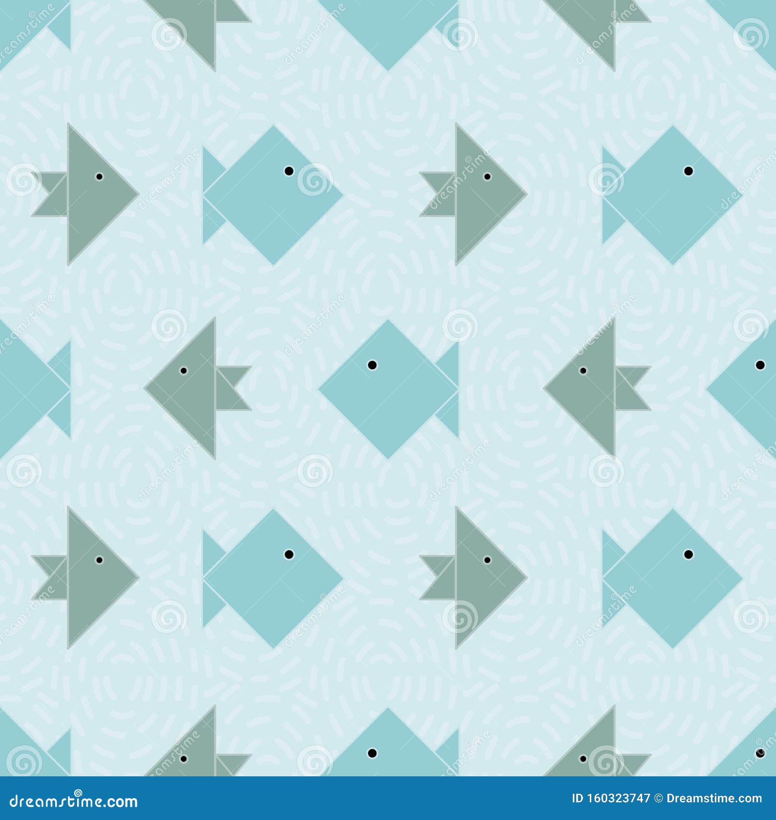 Vector Blue and Green Fish on Light Green Background Seamless Repeat ...