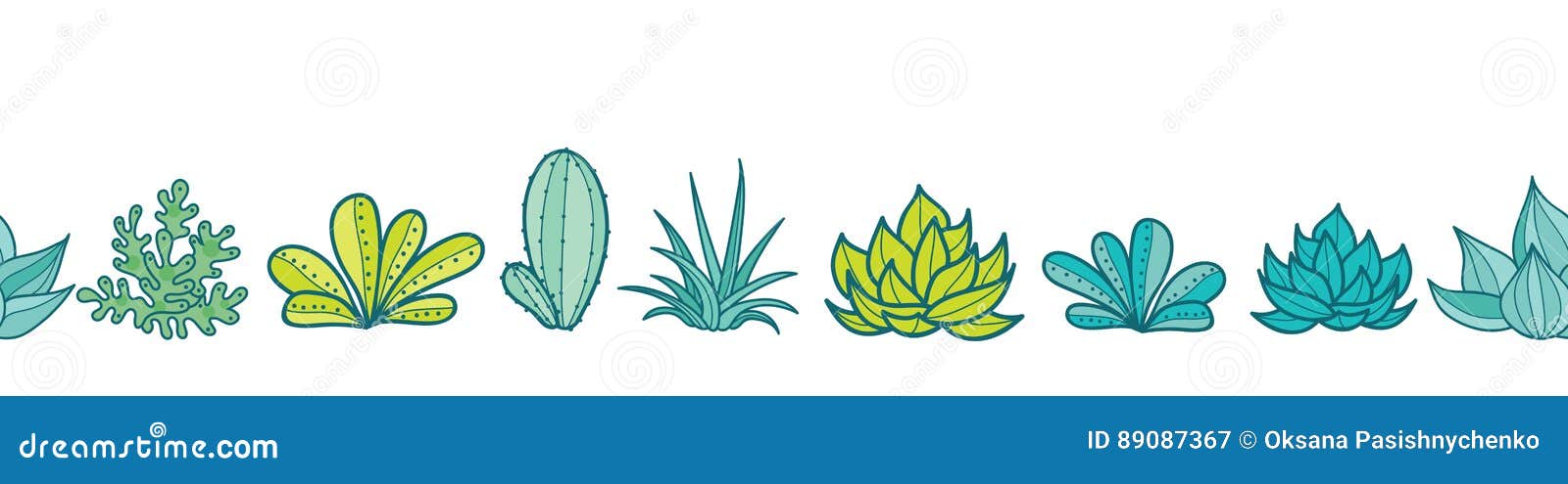 Vector Blue Green Seamless Horizontal Repeat Pattern Border with ...