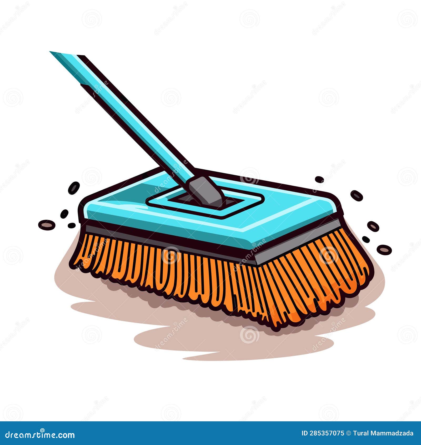 Vector of a Blue-handled Broom on a Clean White Background Stock Vector ...